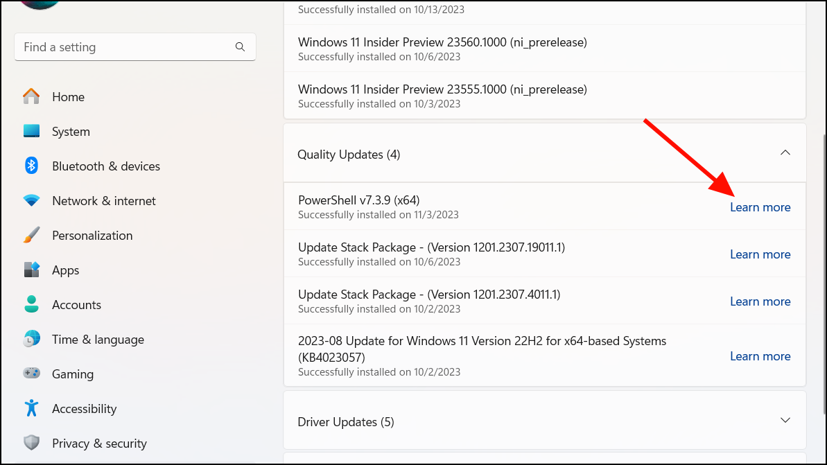 How to View Update History in Windows 11