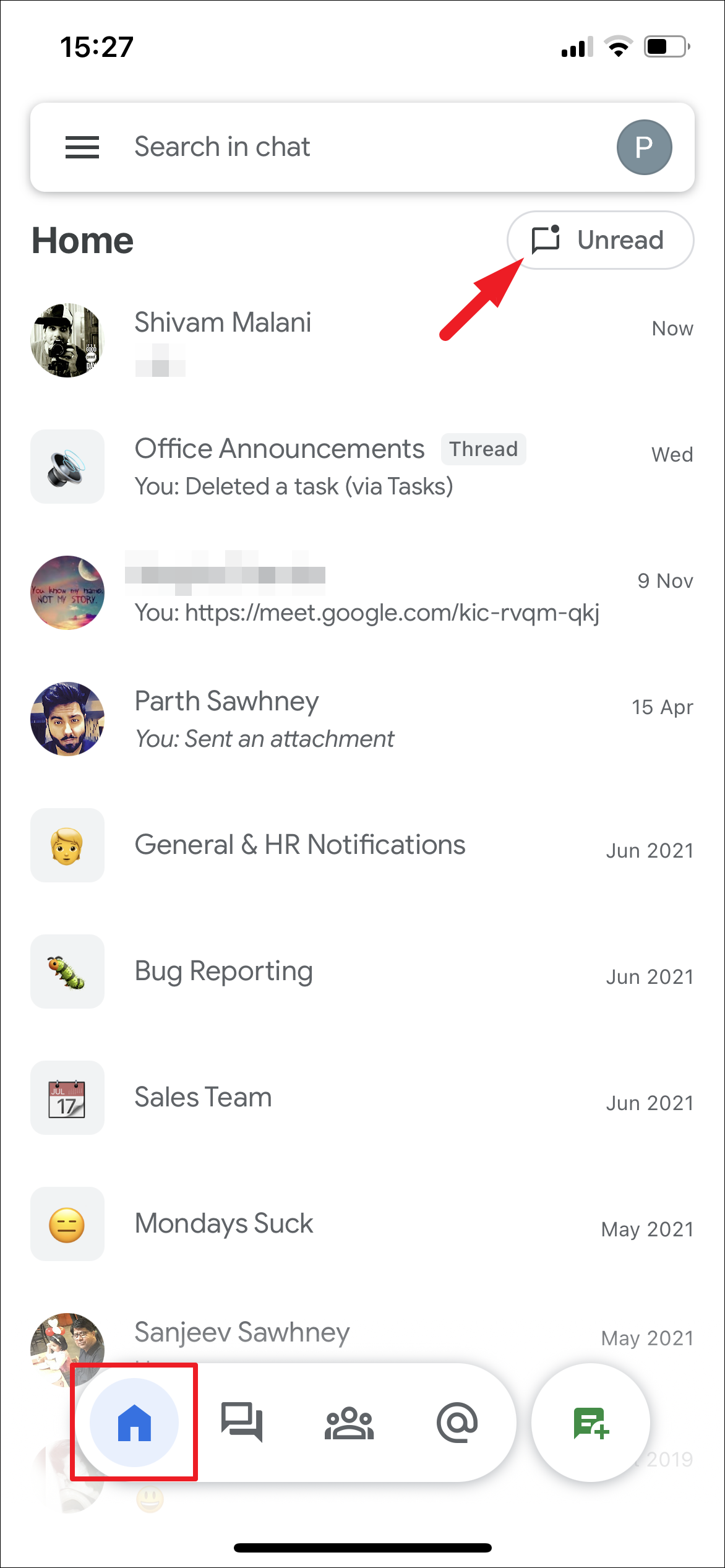 How to Filter Unread Messages in Google Chat