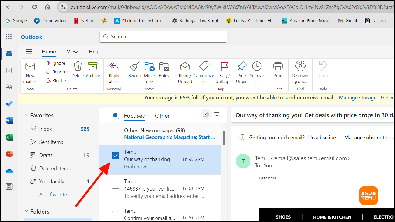 How to Block 'Temu' Spam Emails in Outlook