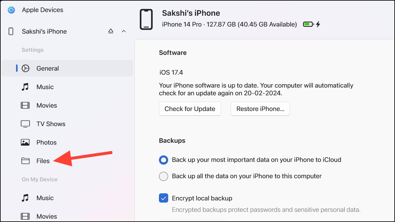 How to Transfer Files From iPhone to Windows Using Apple Devices App
