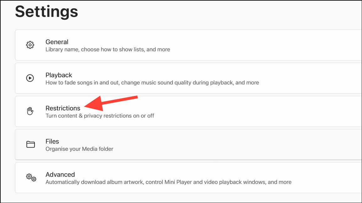 How to Set up Content Restrictions in Apple Music App on Windows