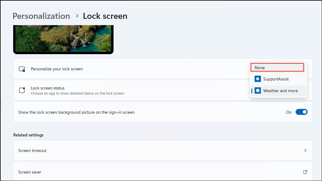 How to turn off Lock Screen widgets in Windows 11