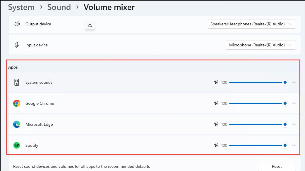 How to set the volume for individual apps in Windows 11