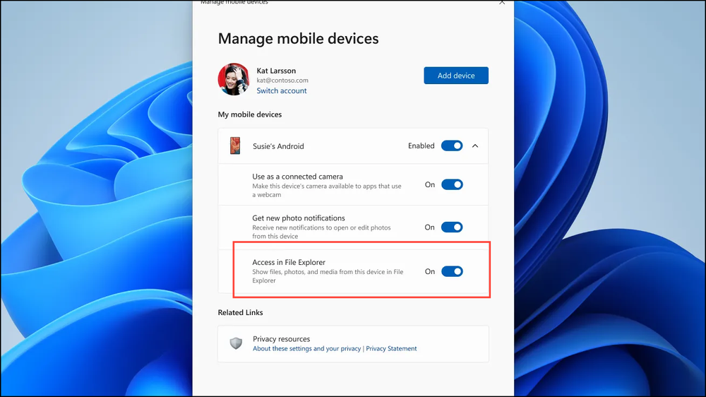 How to access your Android phone in File Explorer in Windows 11