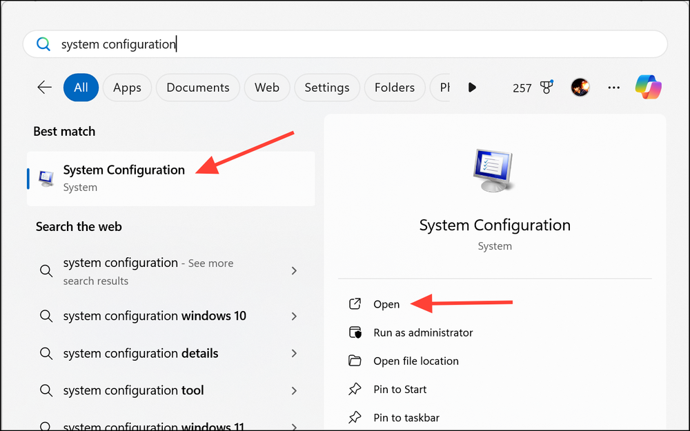 How to open 'MSConfig' in Windows 11