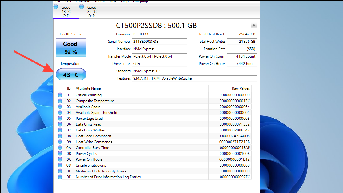 How to check SSD temperature on Windows 11