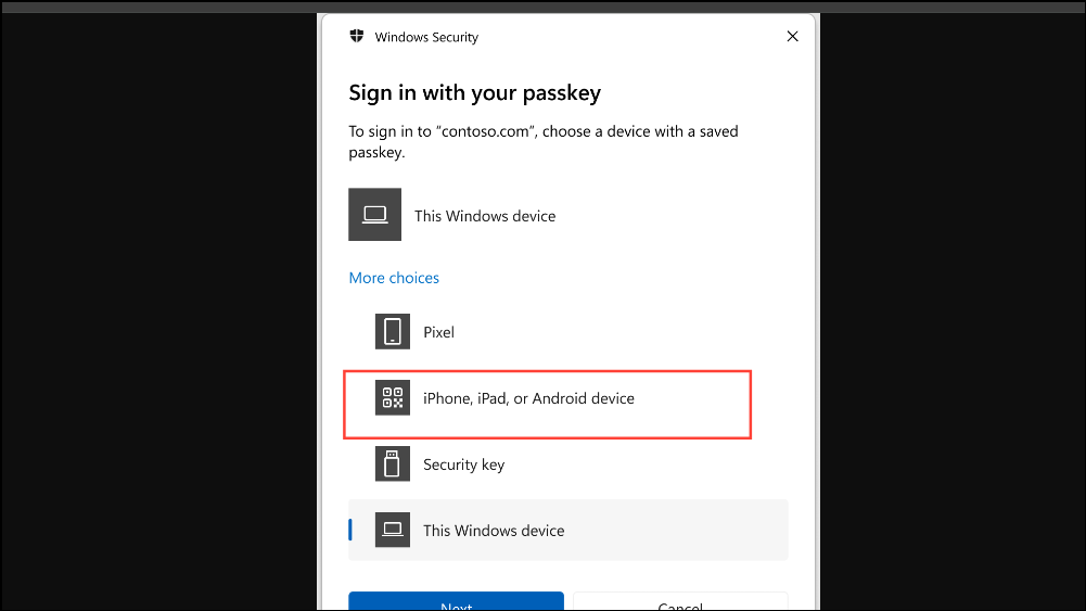 How to create and use a passkey for another device on Windows 11