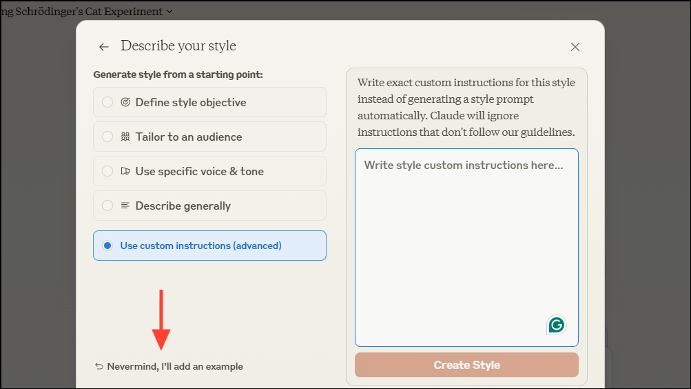 How to use different writing styles in Claude AI