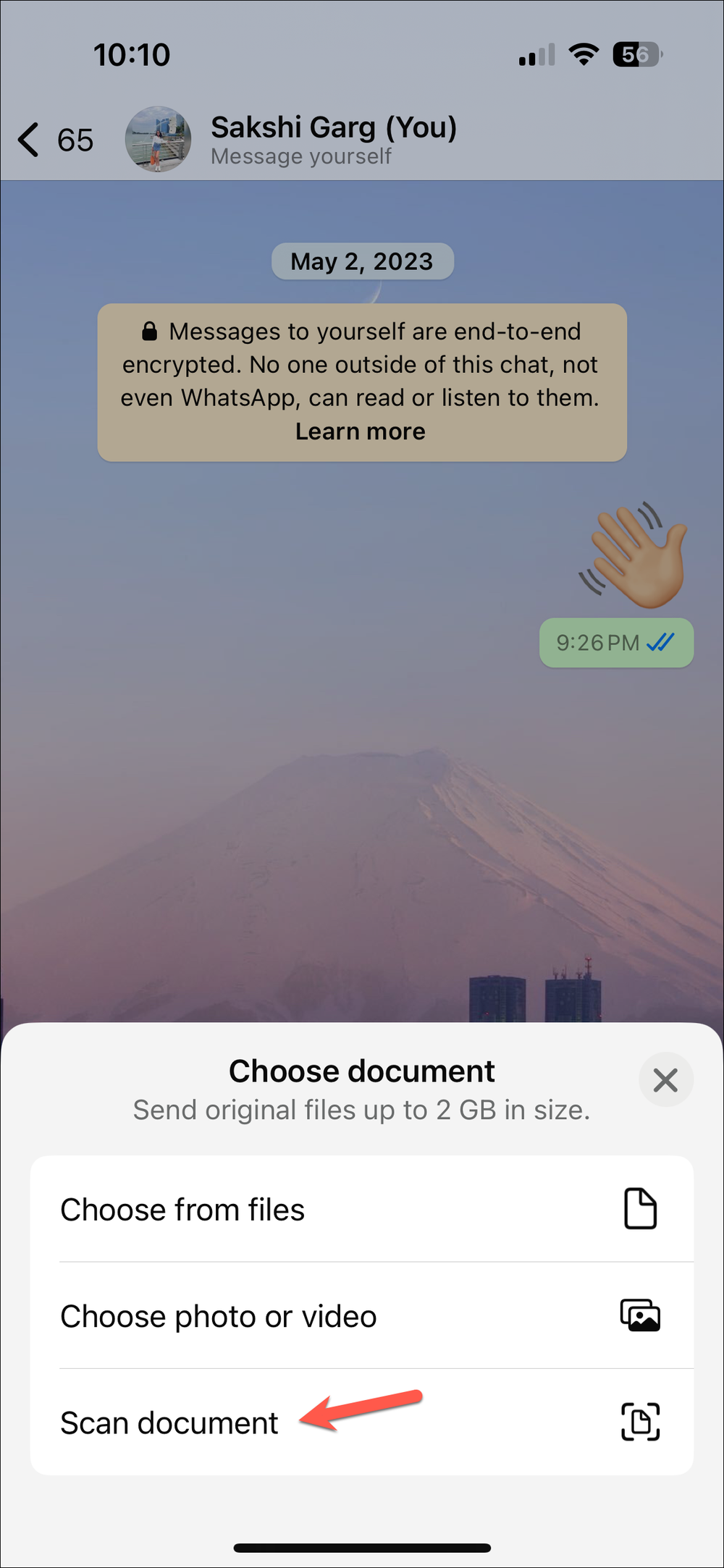 How to scan documents on WhatsApp