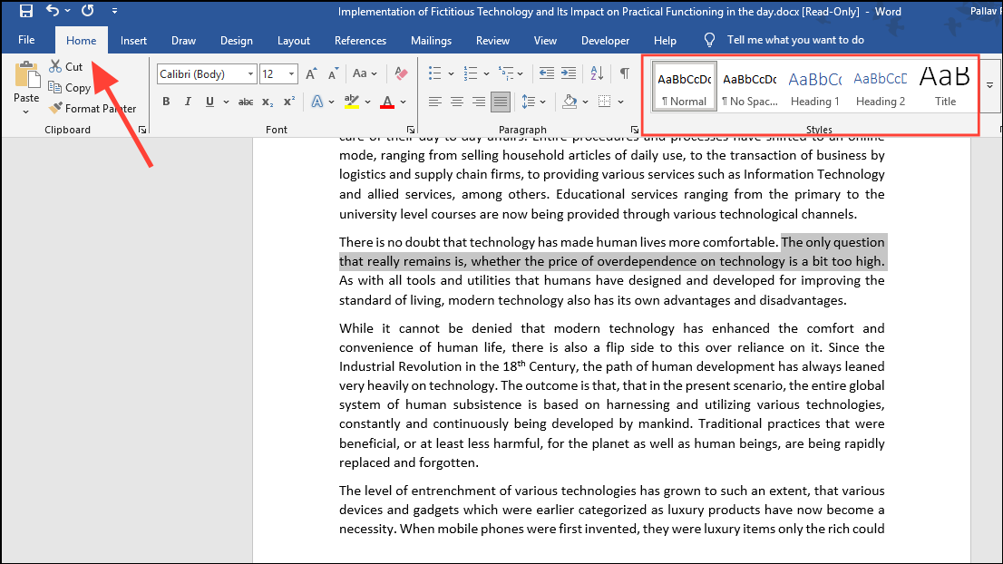 How to add design elements in a Word document