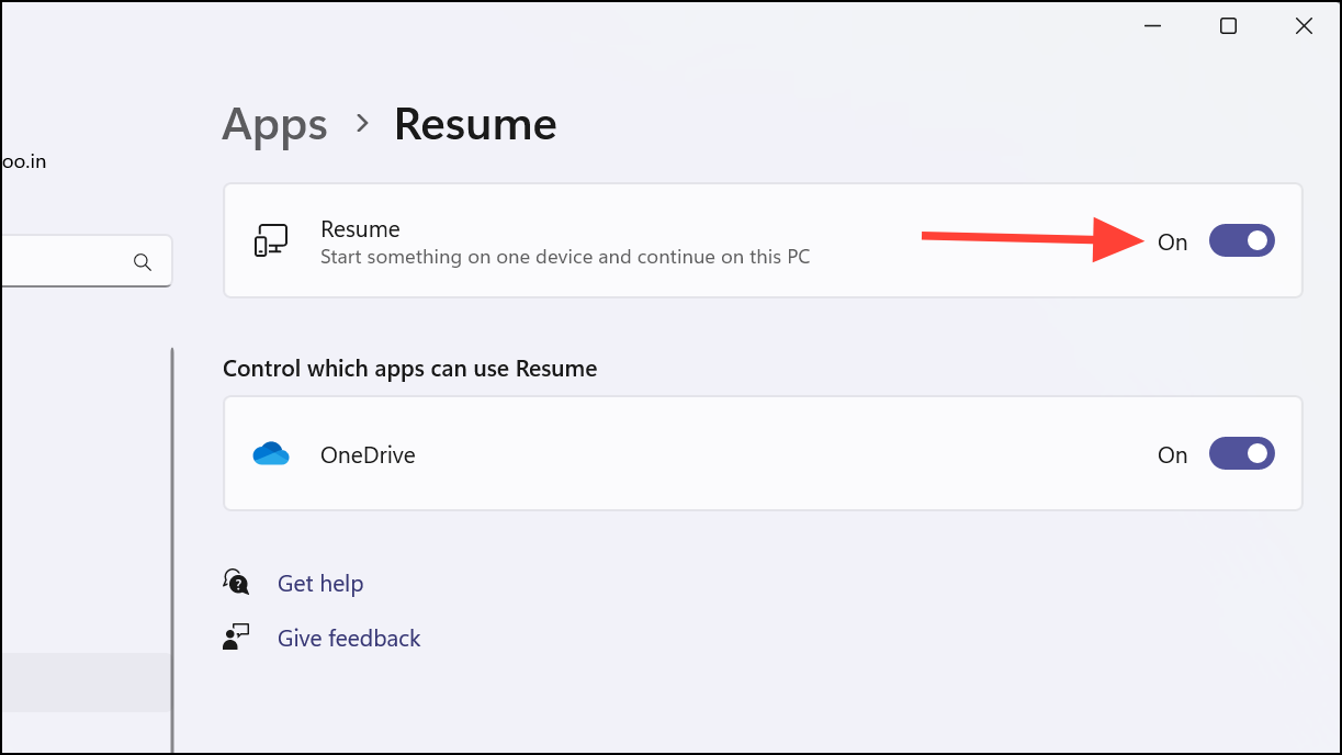 How to enable the Resume feature in Windows 11