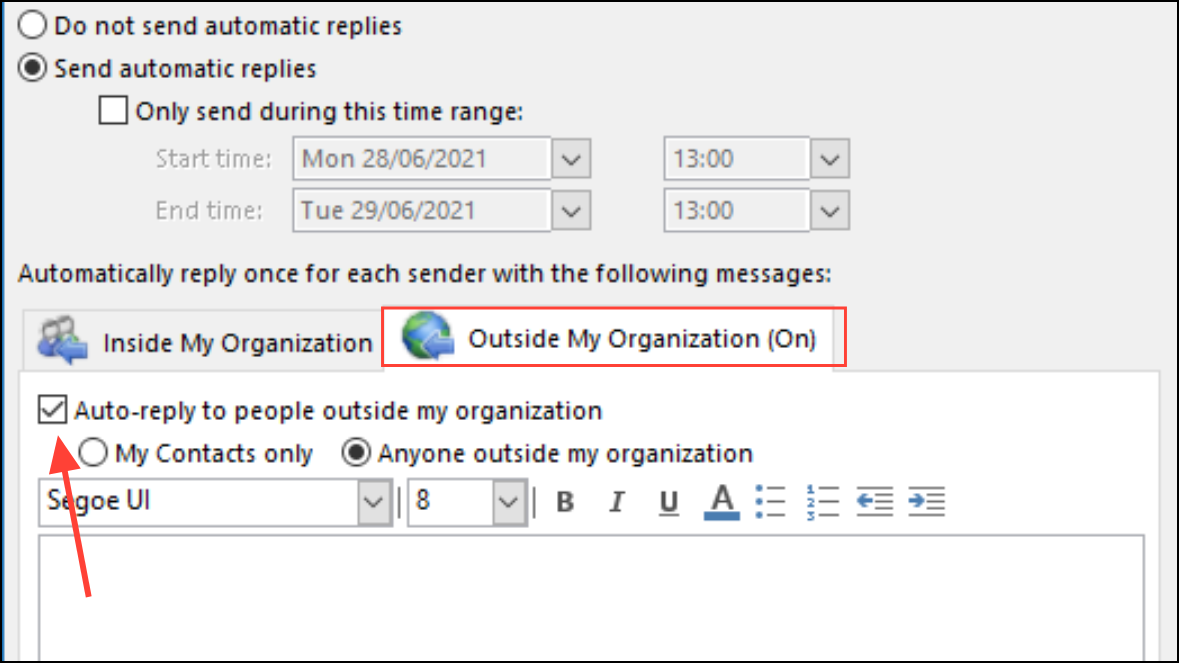 How to Set Out of Office Message in Outlook