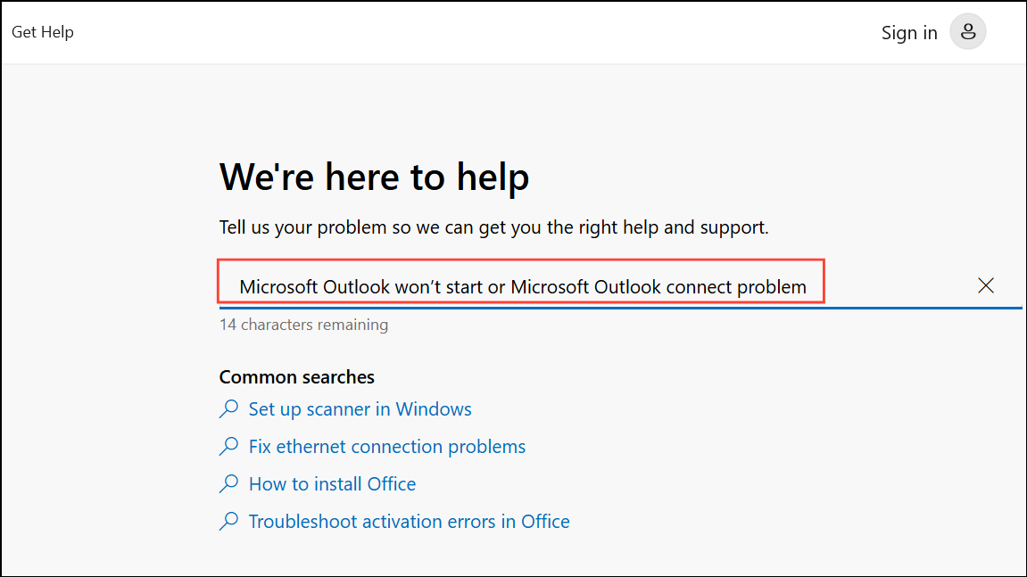 Fix Issues With Outlook Using Get Help in Windows 11
