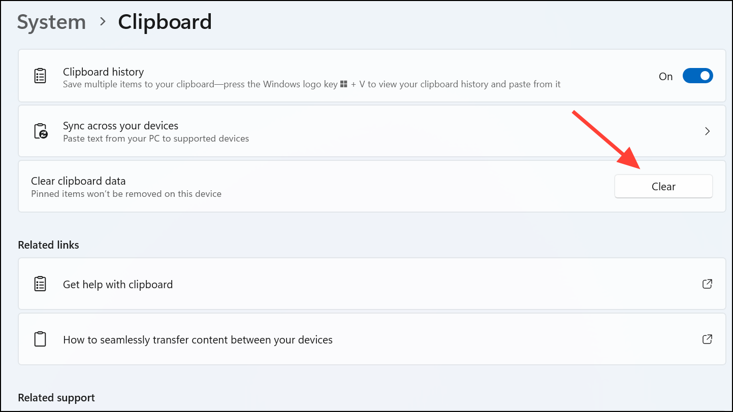 Clear Clipboard Data on Windows 11