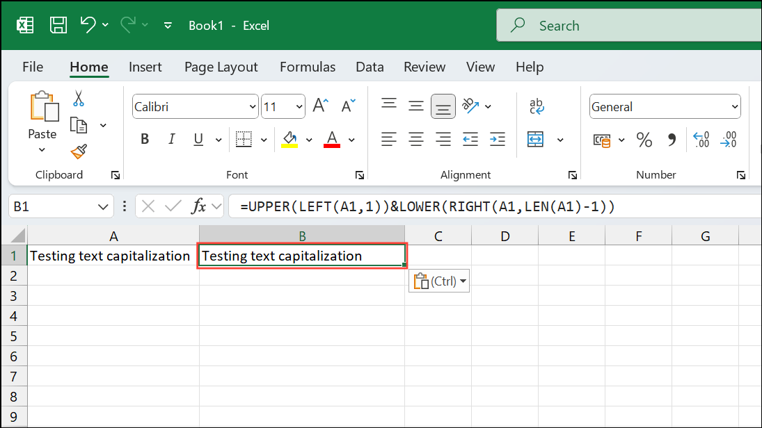 How to Capitalize the First Letter of a Text String in Excel