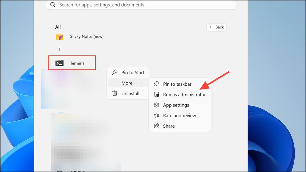 Open Windows Terminal as Administrator in Windows 11