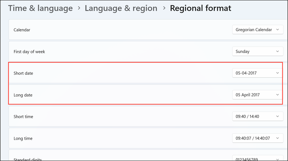 Change the Date Format on Windows 11