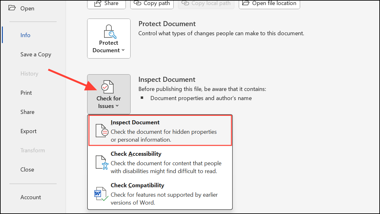 Remove Personal Info from a Word Document