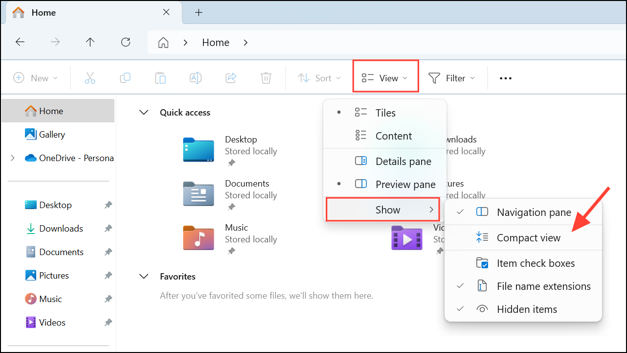 Enable Compact View and Details Pane in File Explorer on Windows 11