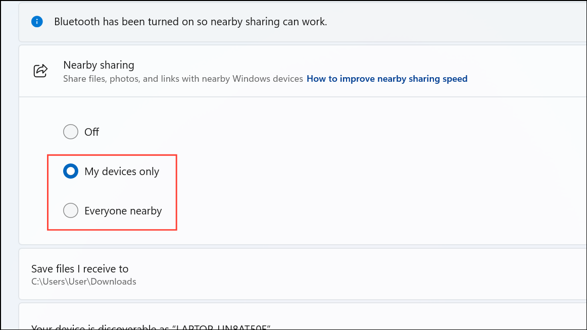 Enable and Use Nearby Sharing in Windows 11