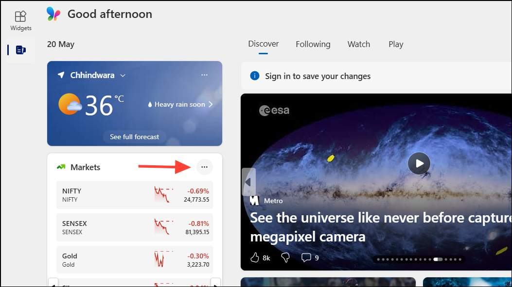 Move or Resize Widgets Panel in Windows 11