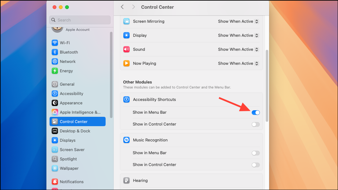 Customize the Menu Bar and Control Center Widgets on macOS 15
