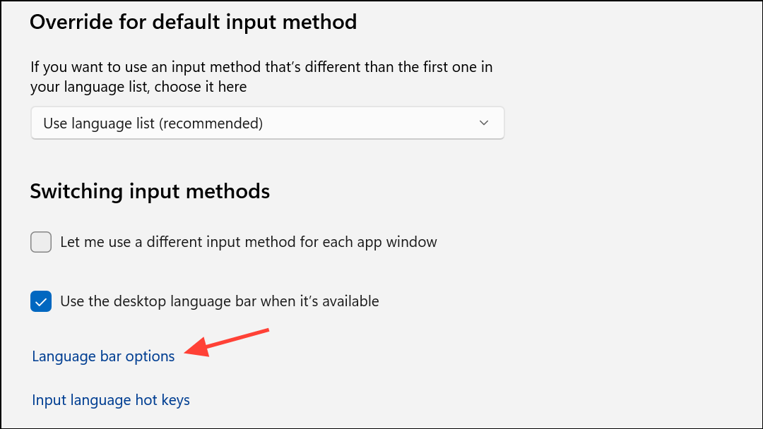 Disable Input Indicator or Language Bar in Windows 11