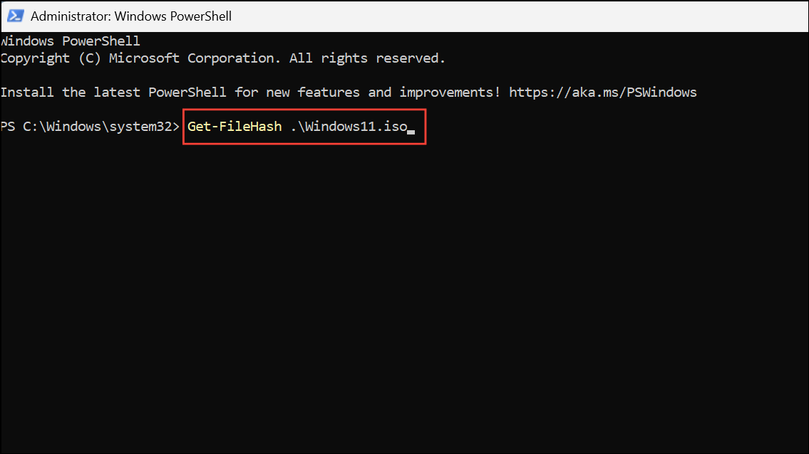 Verify Windows 11 ISO File Hash with PowerShell