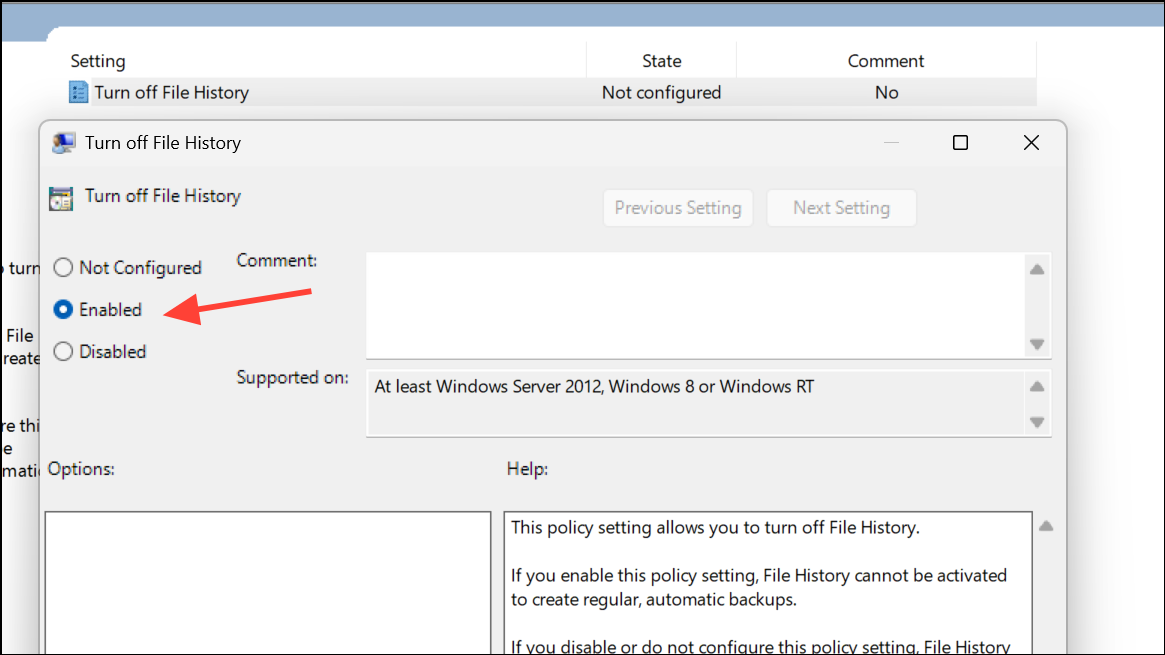 Turn Off File History in Windows 11