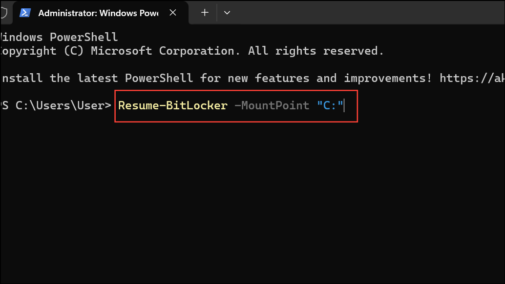 Suspend or Resume BitLocker Encryption on Windows 11