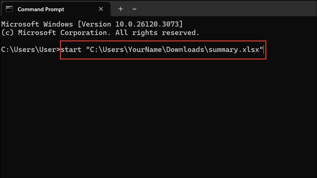 Open Folder or File Using Command Prompt in Windows 11