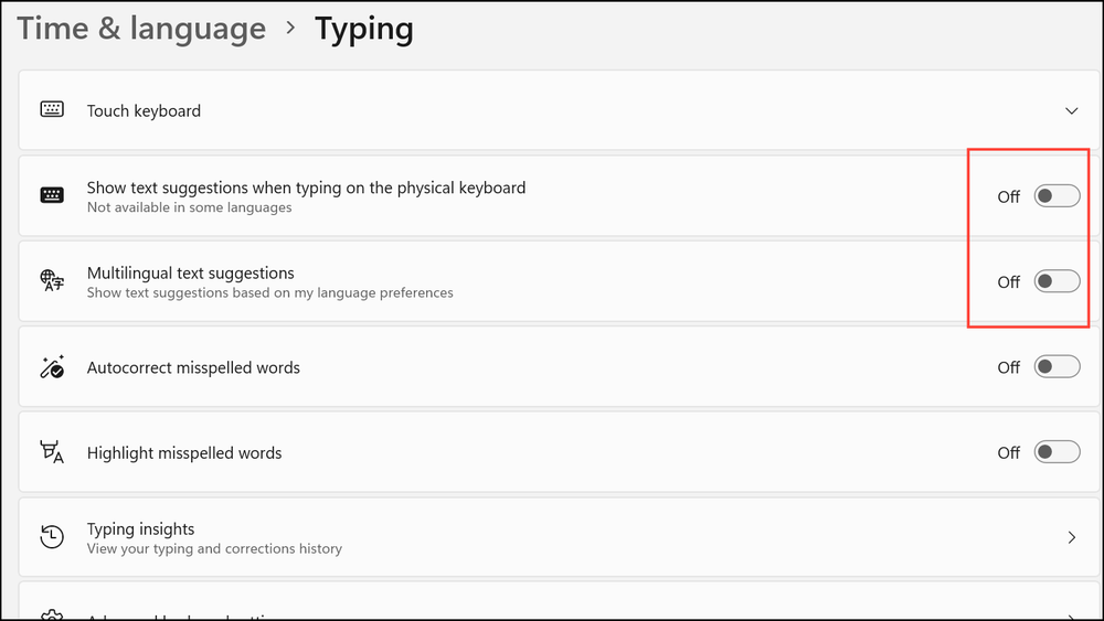 Disable Auto Correct and Spell Check in Windows 11