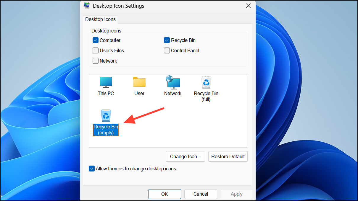 Change Recycle Bin Icon in Windows 11