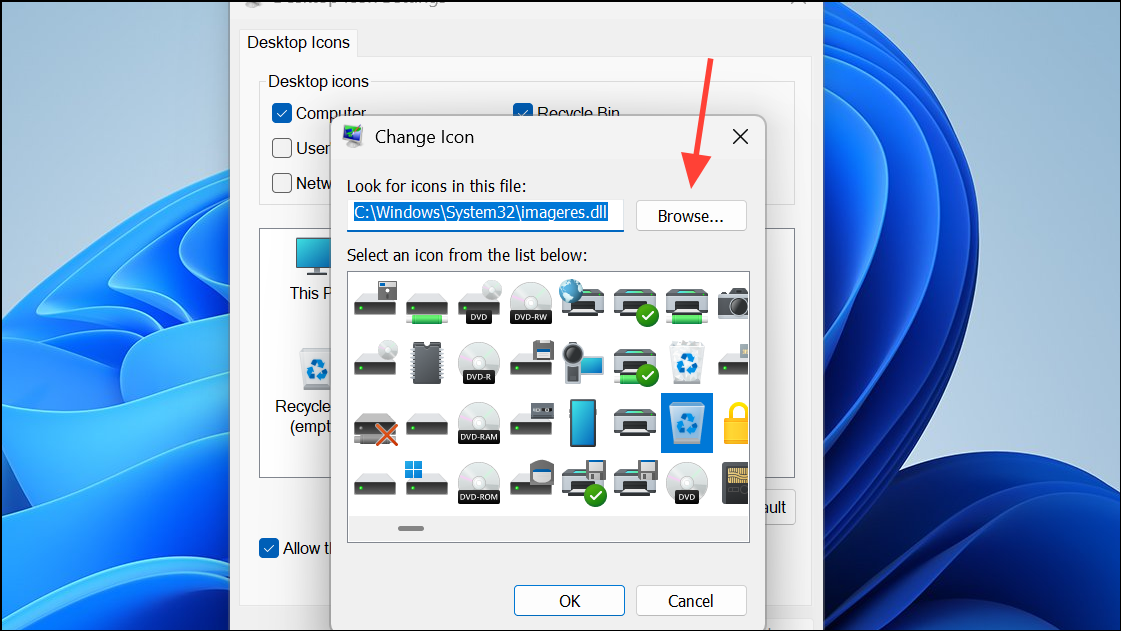 Change Recycle Bin Icon in Windows 11
