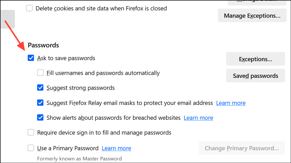 How to Stop Firefox Asking to Save Password