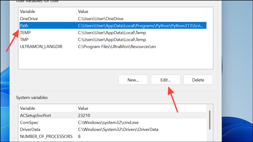Add Python to PATH on Windows 11