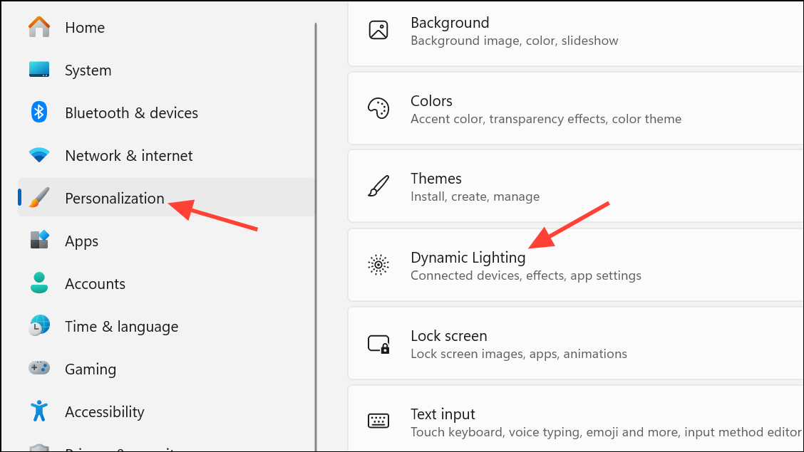 How to Fix Dynamic Lighting Not Working on Windows 11