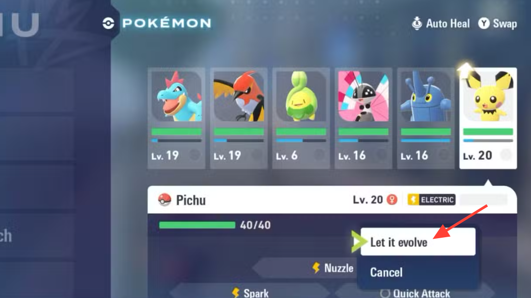 Pokemon Legends: Z-A — Evolve Pichu and get Pikachu and Raichu