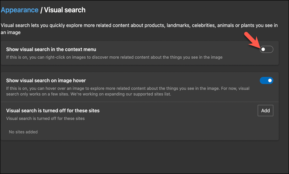 How to Disable Visual Image Search in Microsoft Edge