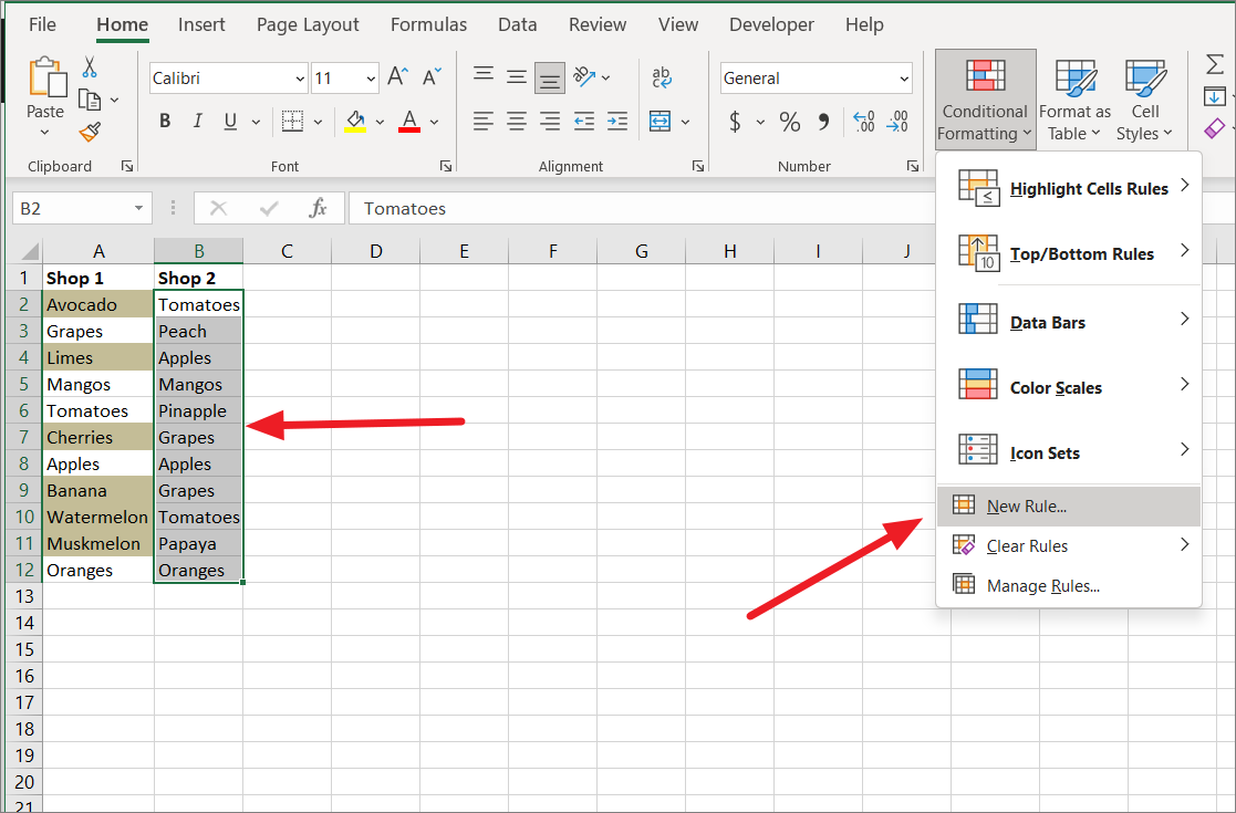 How to Match Two Columns in Excel