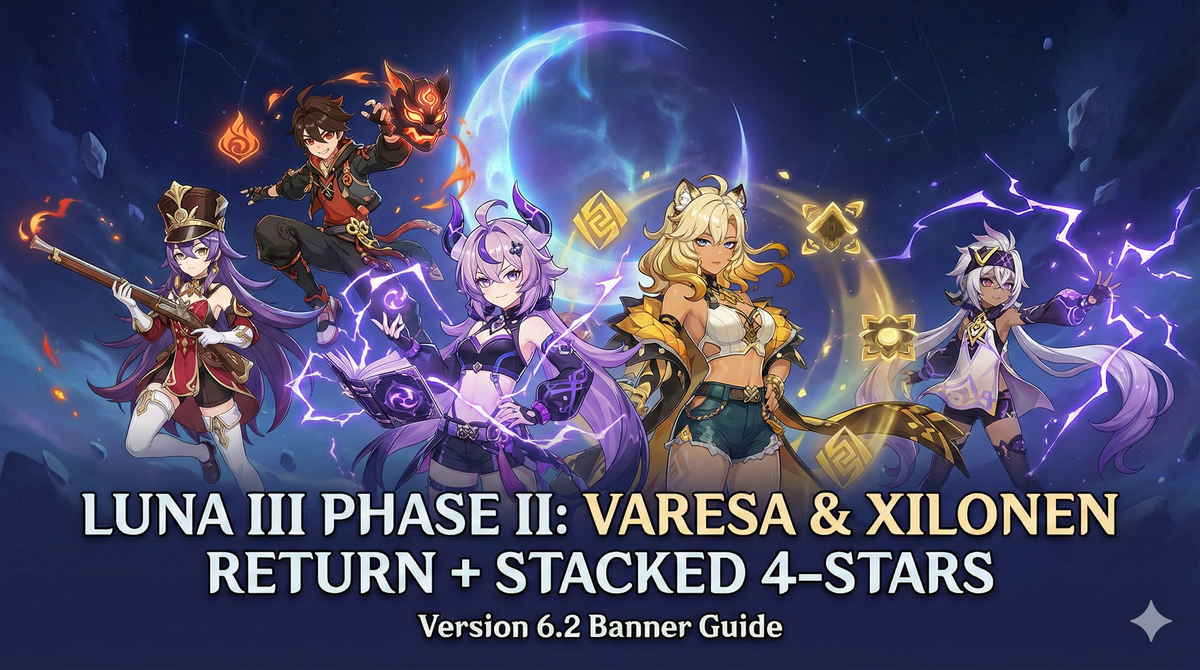 Genshin Impact Luna 3 Phase 2 banners bring back Varesa and Xilonen with stacked 4‑stars