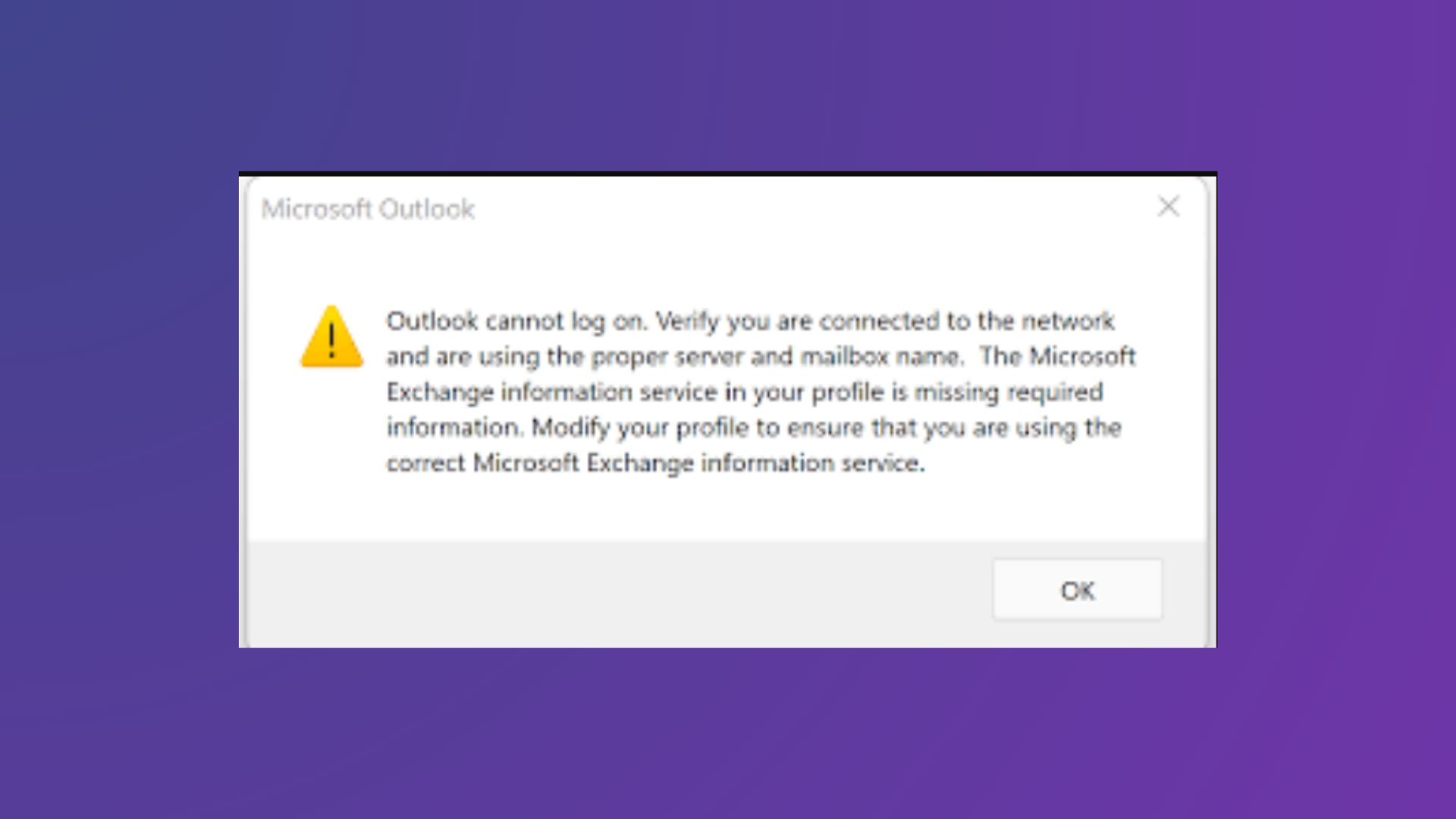 How to Fix Outlook Cannot Log On Verify You Are Connected to the Network Error