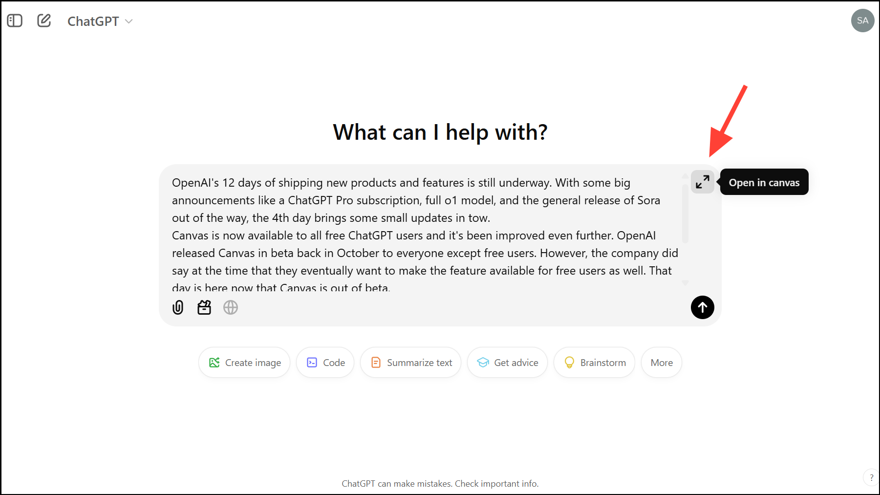 OpenAI ships an improved Canvas to all ChatGPT users
