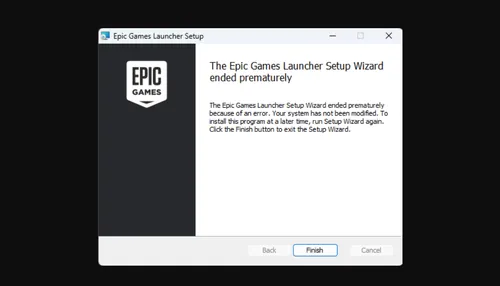 Epic Games Launcher “Setup Wizard Ended Prematurely” error on Windows