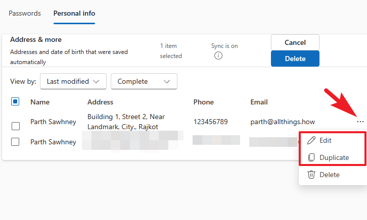 How to Add or Delete Saved Address in Microsoft Edge Wallet