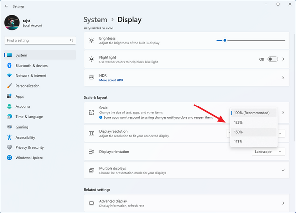 How to Change Display Scaling in Windows 11