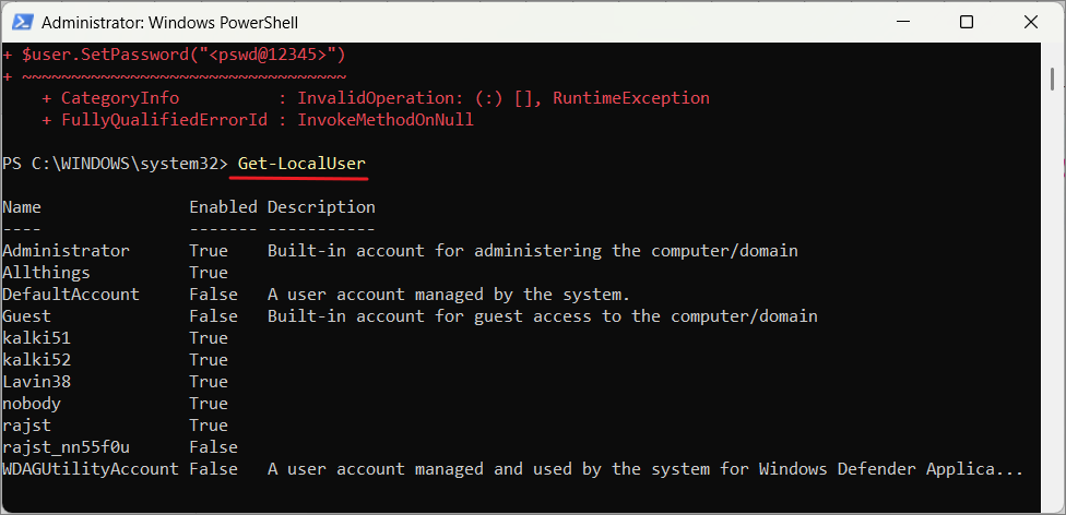 How to Change Account Password Using Powershell on Windows 11