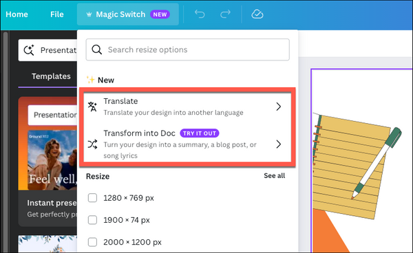 How to Use Magic Switch in Canva to Instantly Convert Your Designs