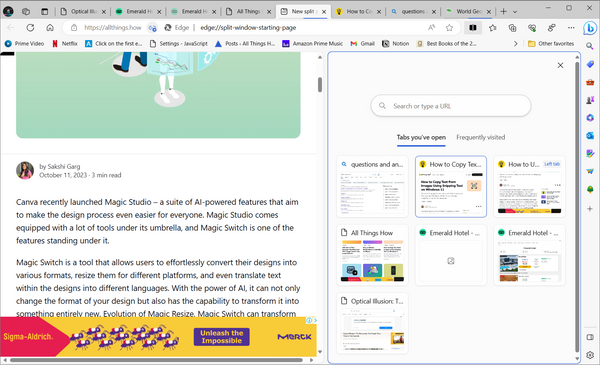 How to Split Screen in Microsoft Edge