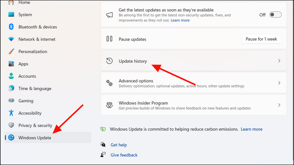 How to View Update History in Windows 11